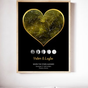 Heart Star Map VALENTINE'S DAY GIFT, When the Stars Aligned Sky Map ...