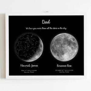 Met Engaged Married 3 Location MOON Phase STAR Map, Personalized ...