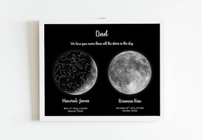 Met Engaged Married 3 Location Moon Phase Star Map - Etsy