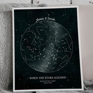 Custom Star Map by Date, Personalized Star Chart, Night Sky Print ...