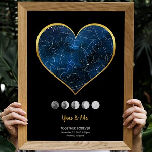 Heart Star Map VALENTINE'S DAY GIFT, When the Stars Aligned Sky Map ...