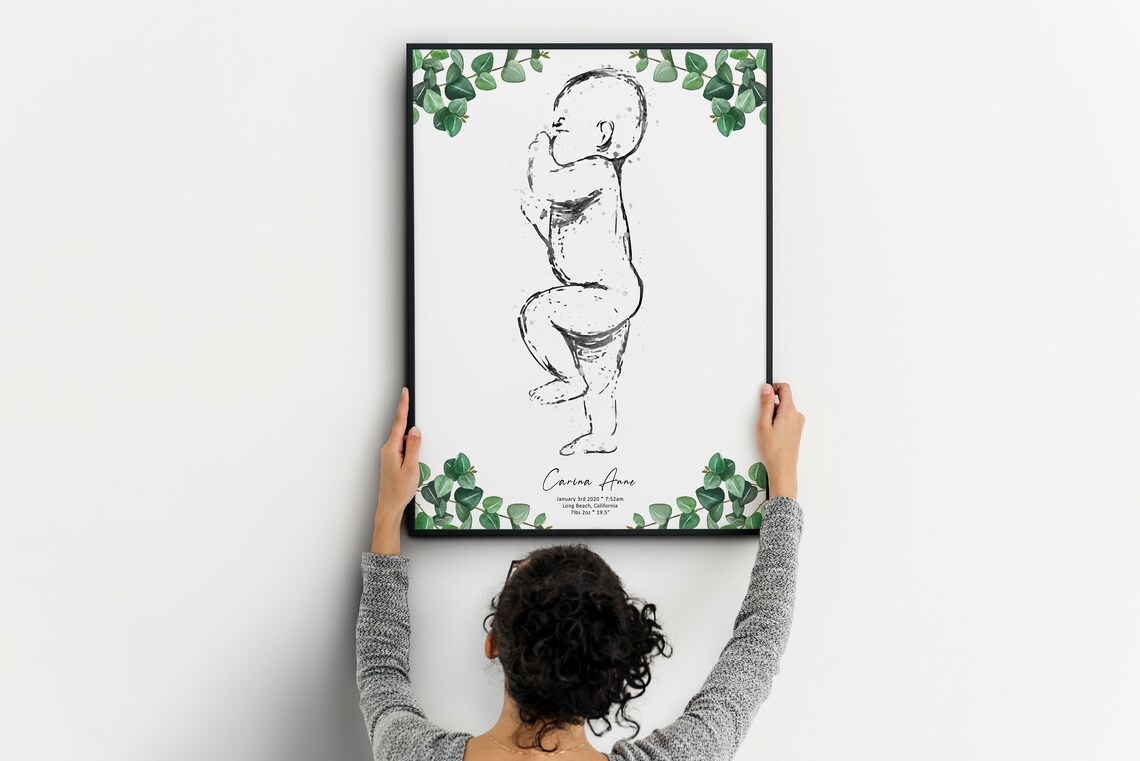 THE BIRTH POSTER In Scale 1:1 Baby Sketch Custom Made | Etsy