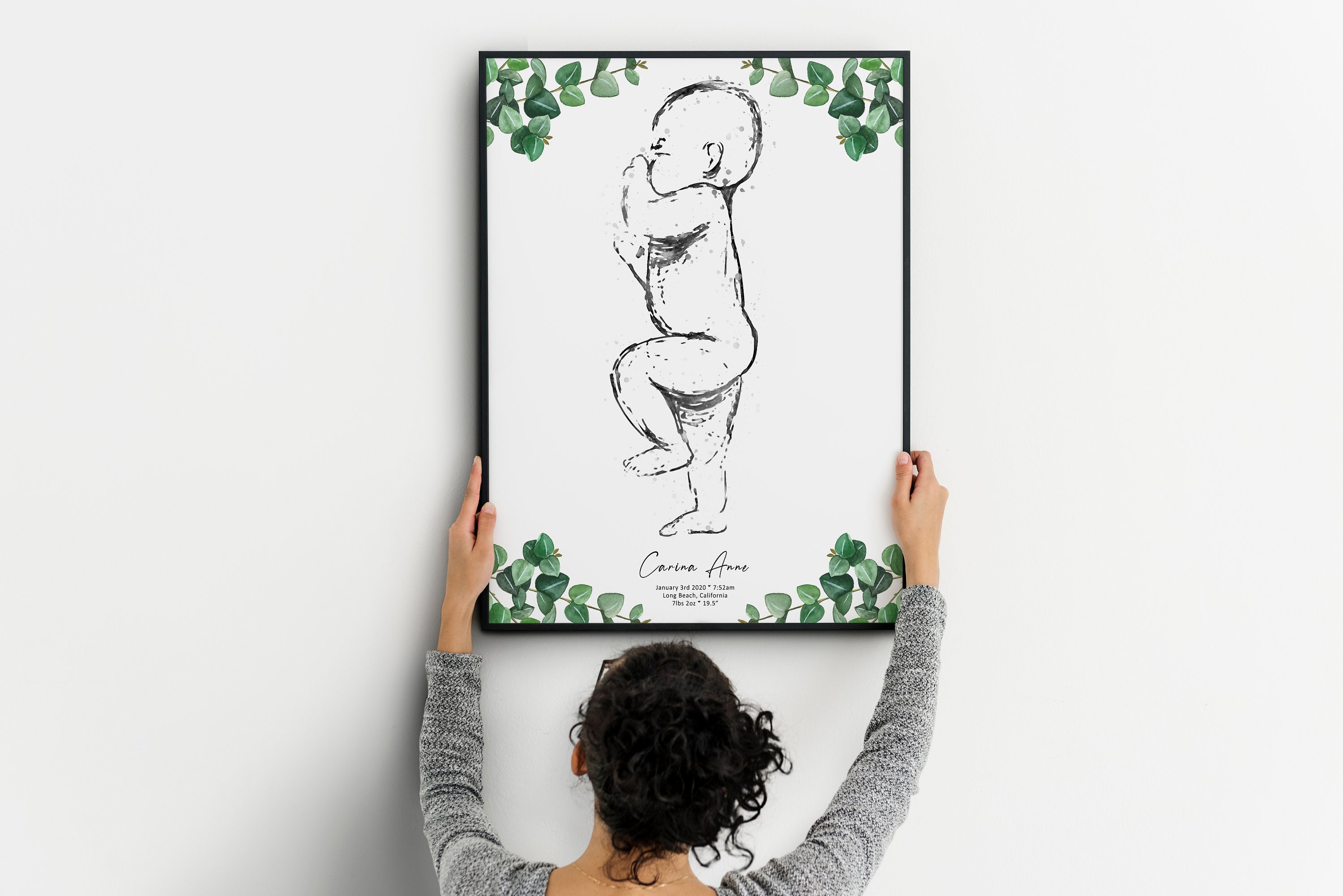 THE BIRTH POSTER in Scale 1:1, Baby Sketch, Custom Made Newborn Poster ...