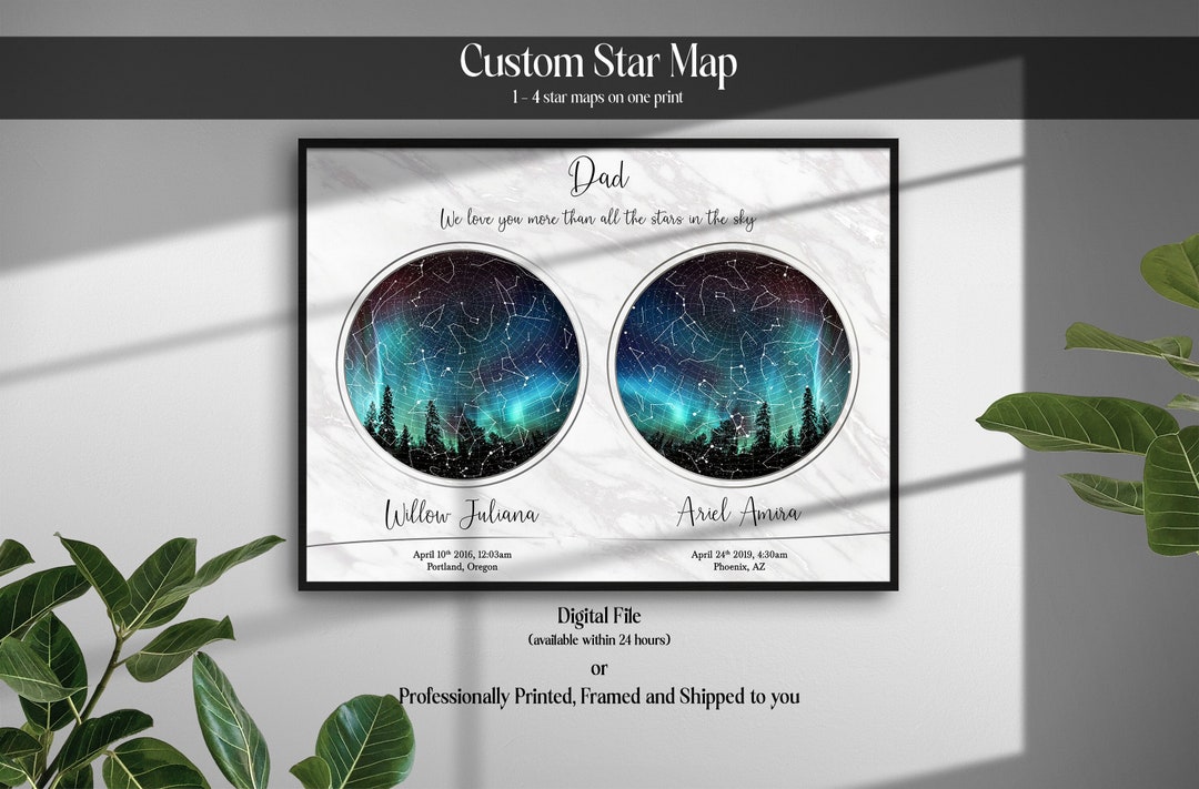 Custom Star Map, FATHERS Day Gift, Personalized Star Map, Birthday Gift ...