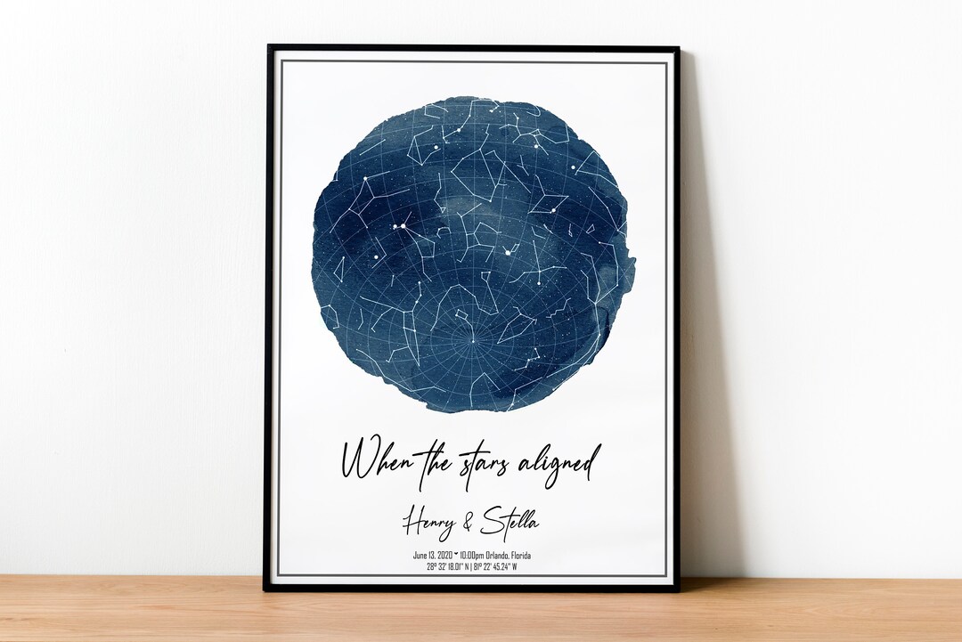 STAR MAP, Custom Star Map, Anniversary Gift, Personalized Night Sky ...