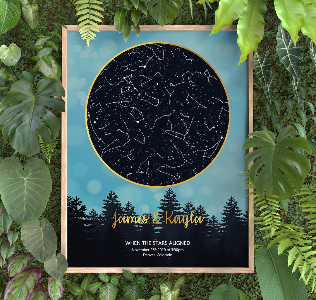 STAR MAP, Custom Star Map by Date, 1st Anniversary Gift, Night Sky ...