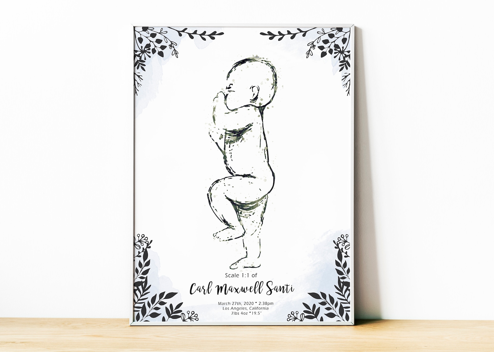 THE BIRTH POSTER in Scale 1:1, Baby Sketch, Custom Made Newborn Poster ...