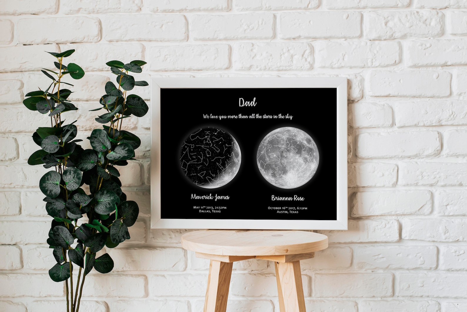 Met Engaged Married 3 Location MOON Phase STAR Map, Personalized ...