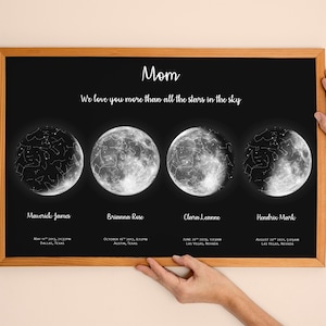 Met Engaged Married 3 Location MOON Phase STAR Map, Personalized ...