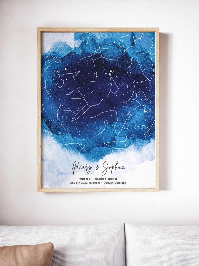 NIGHT SKY PRINT, Custom Star Map, Personalized Print, Astronomy Gift ...