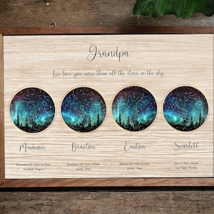 Star Map GIFT FOR DAD, Fathers Day Gift, Mothers Day Gift, Custom 2 3 4 ...