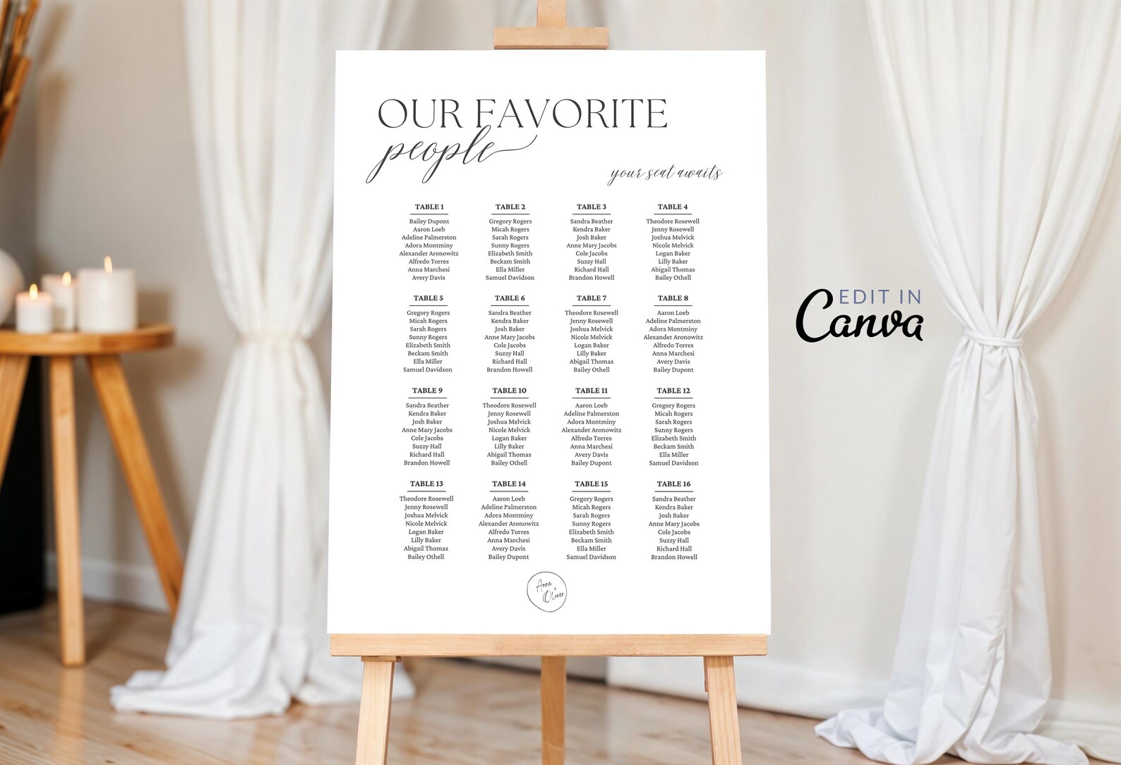 Editable Wedding Seating Chart Template, Modern Minimalist, Our ...