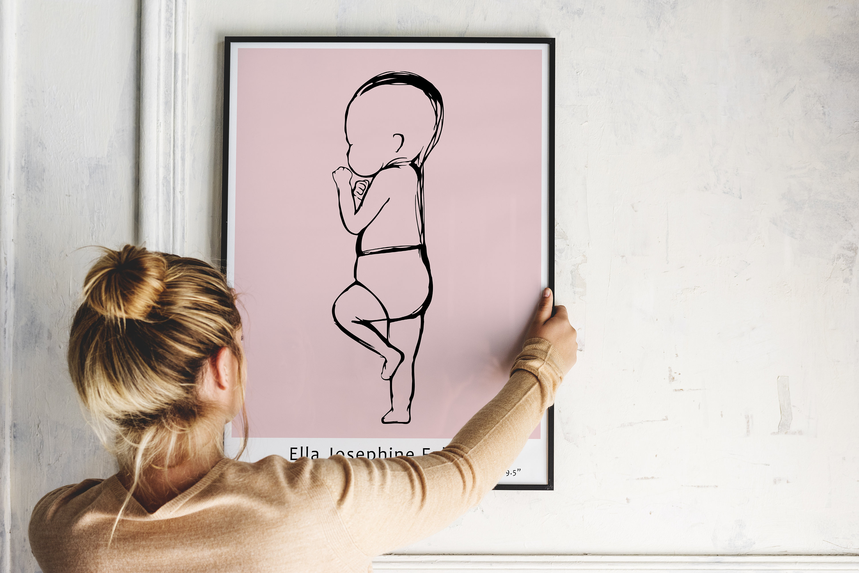 BIRTH POSTER in Scale 1:1, Personalized Baby Poster, Baby Sketch ...