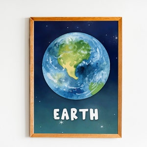 Watercolor SOLAR SYSTEM PLANETS Set of 10 Prints, Printable Wall Art ...