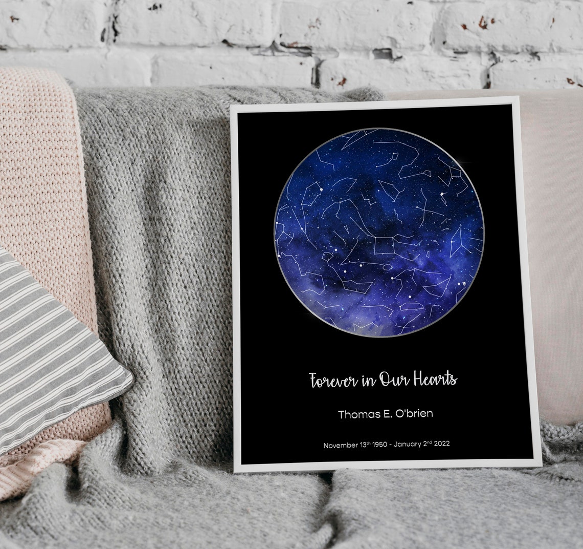 Memorial Star Map Sympathy Gift Loss of Father Mother Baby - Etsy