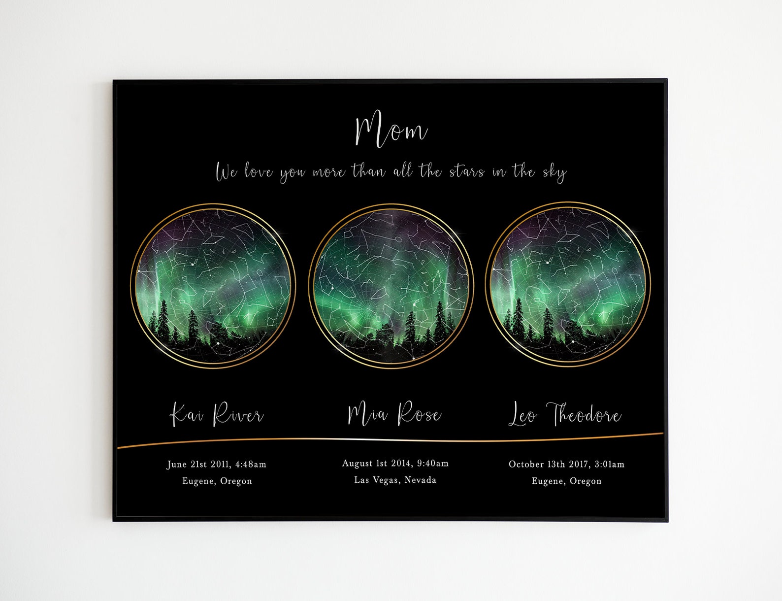 3 Location Star Map Personalized Mothers Fathers Day Gift - Etsy