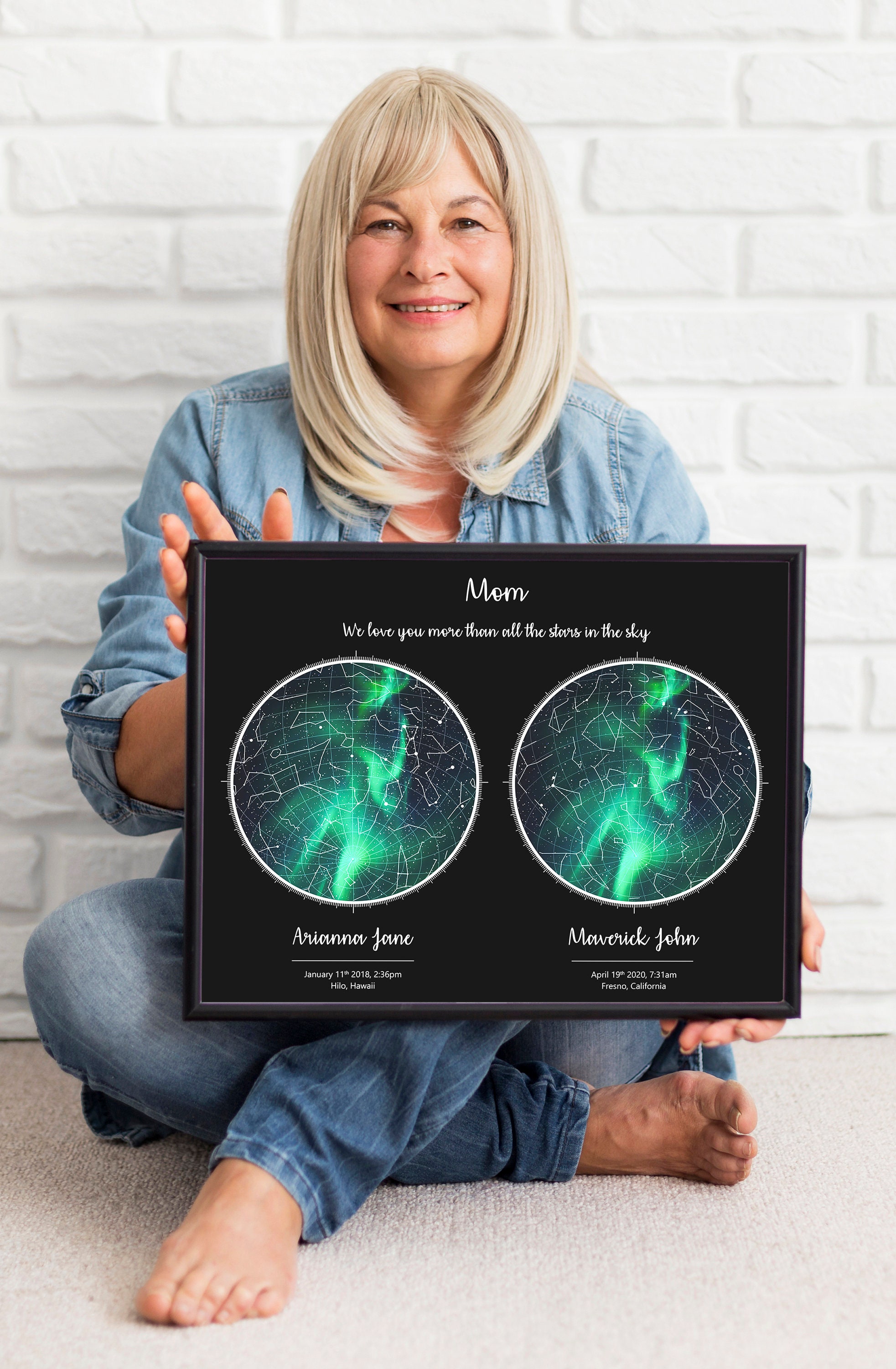 Mothers Day Gift Custom Star Map by Date and Location Night - Etsy