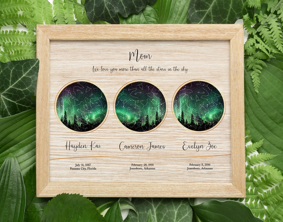 3 Location Star Map, Personalized Mothers Day Gift, Fathers Day Gift ...