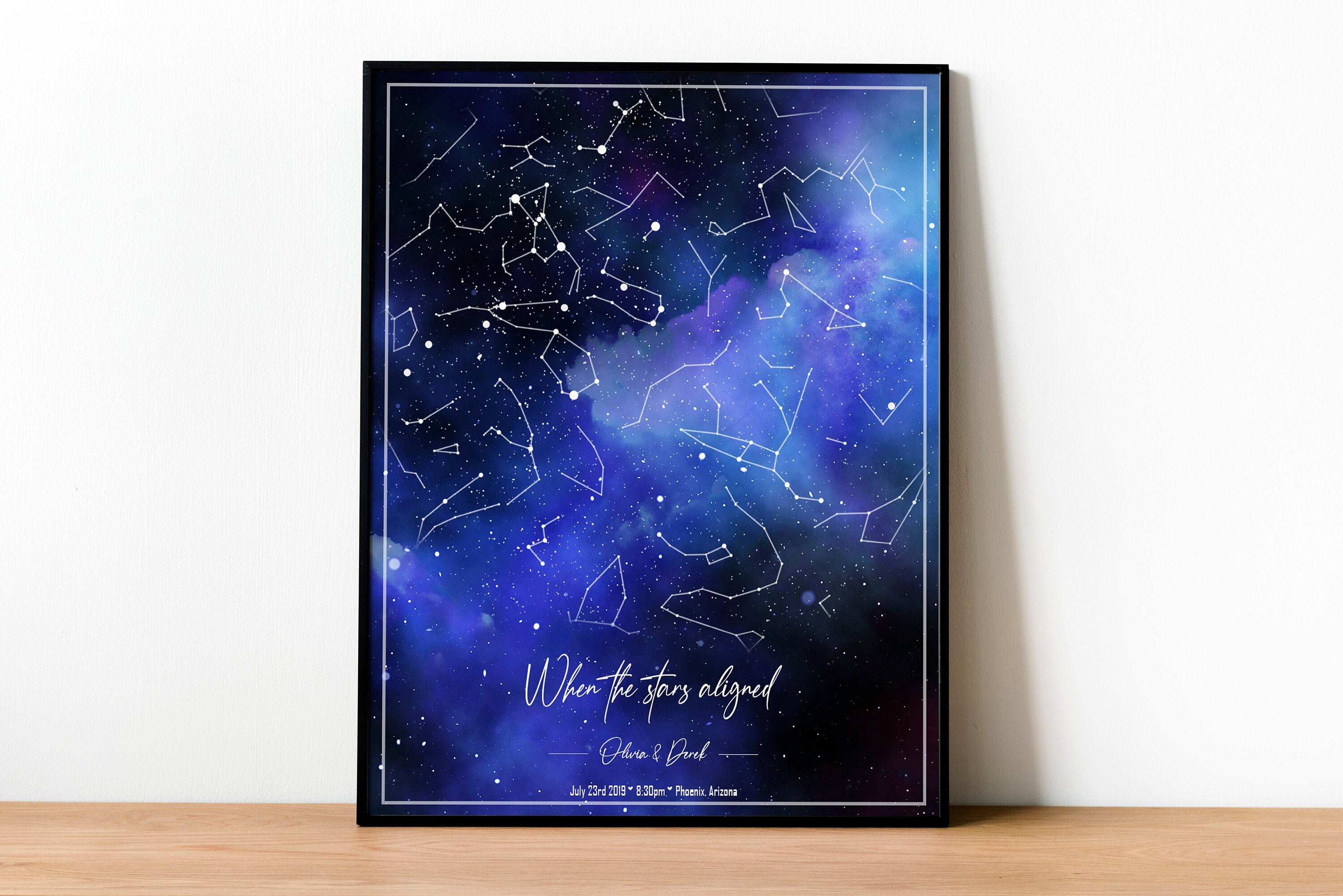 Custom Night Sky Map Personalized Newlywed Gift for Couples | Etsy