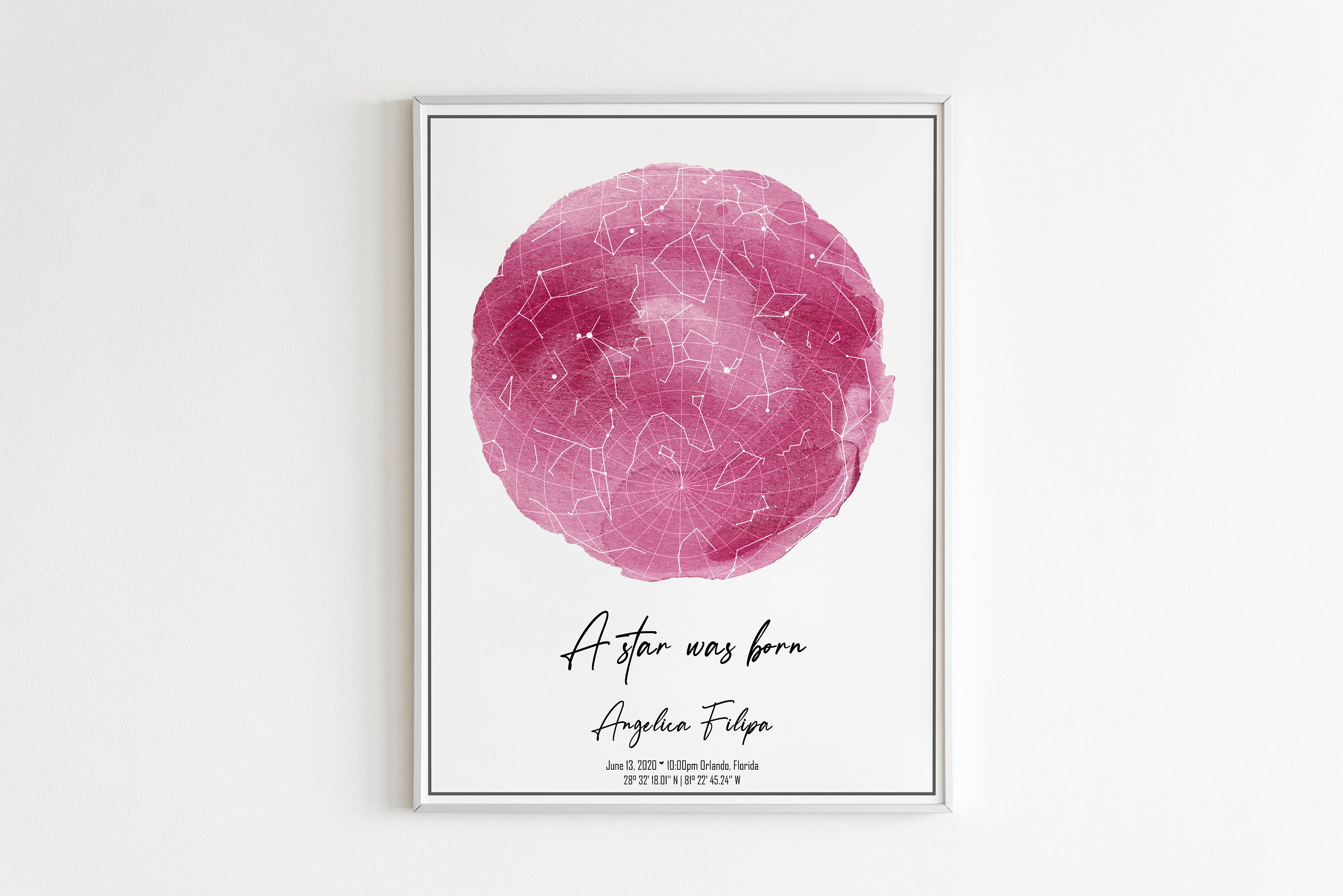 Baby star map Custom star map poster Night sky print Baby | Etsy