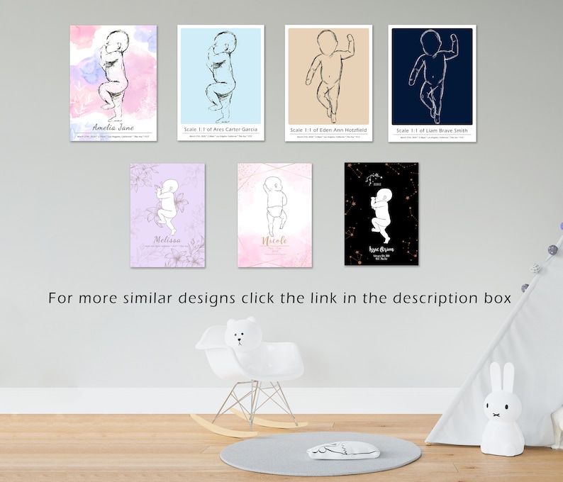 THE BIRTH POSTER in Scale 1:1, Baby Sketch, Custom Made Newborn Poster ...