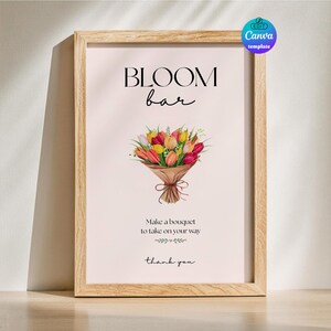 Flower Bar Sign Template | Bloom Bar Printable Sign for Bridal Shower ...