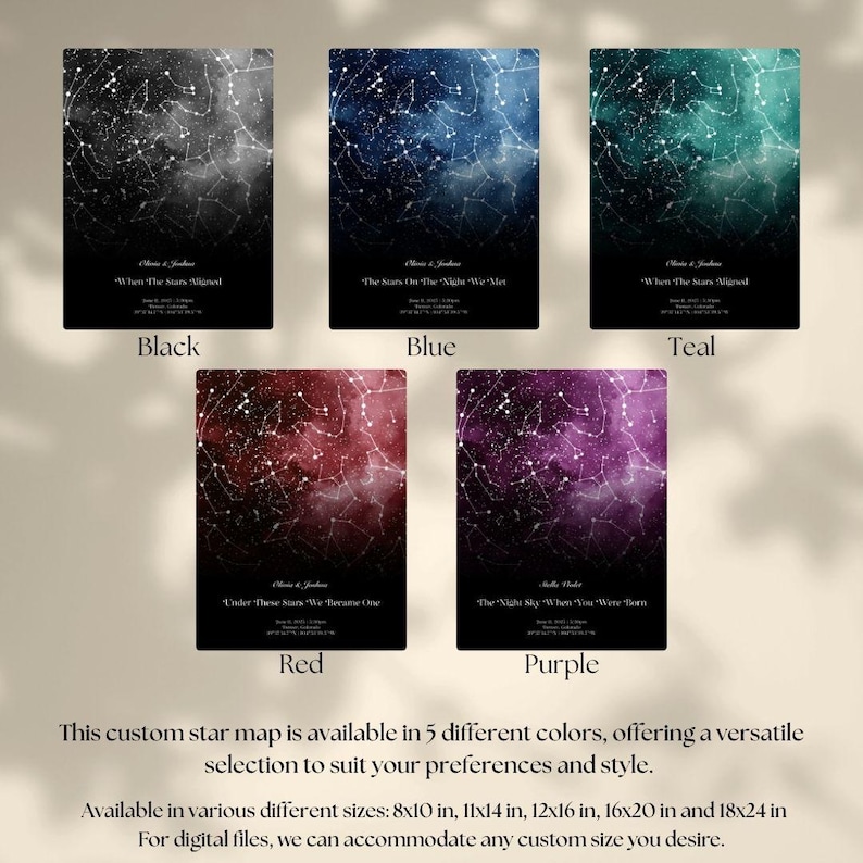 Custom Star Map • Personalized Night Sky Print • Constellation Poster ...