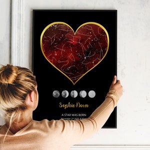 Heart Star Map VALENTINE'S DAY GIFT, When the Stars Aligned Sky Map ...