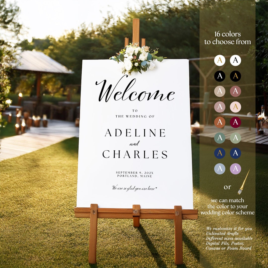 Minimalist Wedding Welcome Sign, Elegant Custom Welcome Sign, Modern ...