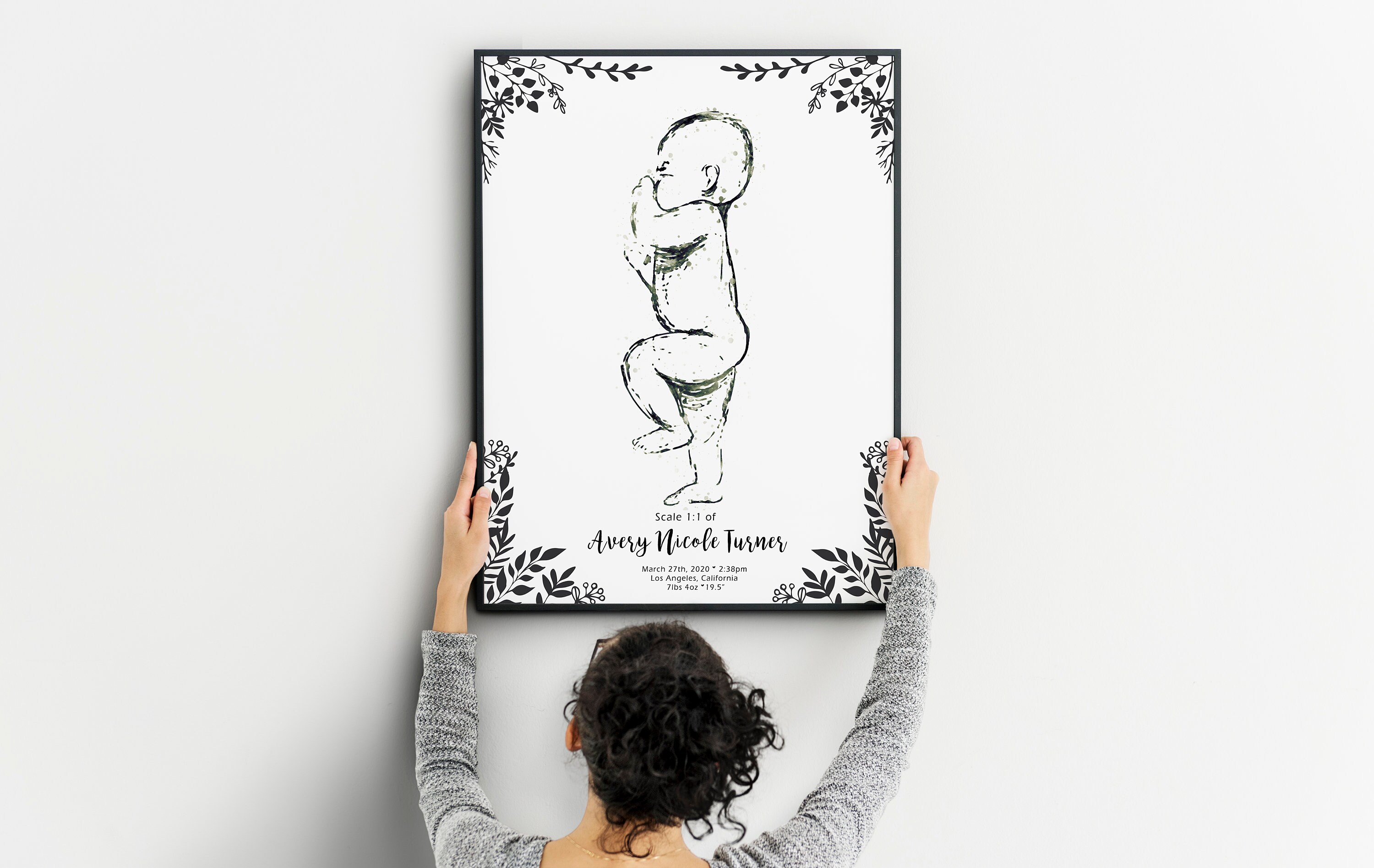 THE BIRTH POSTER in Scale 1:1 Baby Sketch Custom Made - Etsy