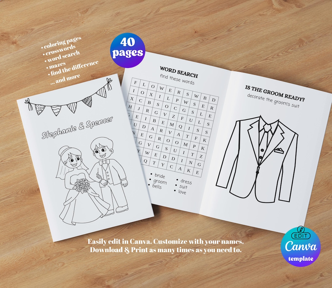 Kids Wedding Coloring Book Canva Template | Fun and Engaging Activity ...