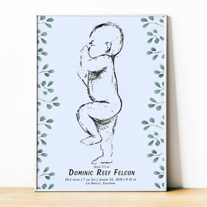 Birth Poster in Scale 1:1, Personalized Baby Poster,watercolor Baby ...