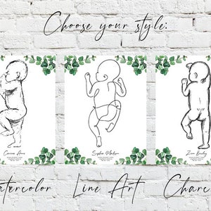 THE BIRTH POSTER in Scale 1:1, Baby Sketch, Custom Made Newborn Poster ...