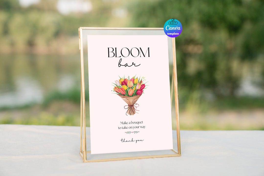 Flower Bar Sign Template | Bloom Bar Printable Sign for Bridal Shower ...