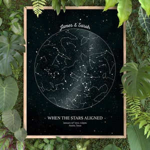 Custom Star Map by Date, Personalized Star Chart, Night Sky Print ...