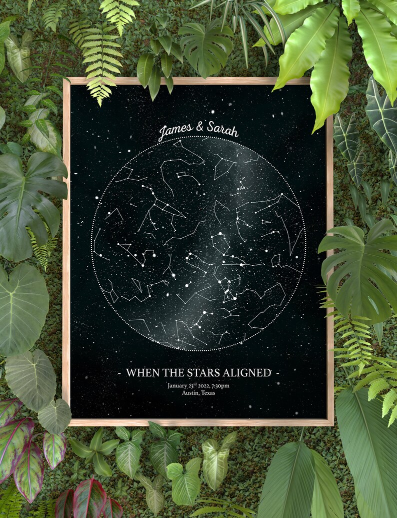 Custom Star Map by Date, Personalized Star Chart, Night Sky Print ...