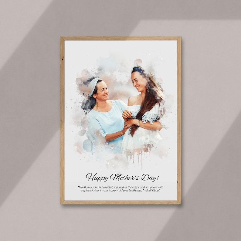 Mother's Day Watercolor Portrait From Photo, Custom Mom and Child Gift ...