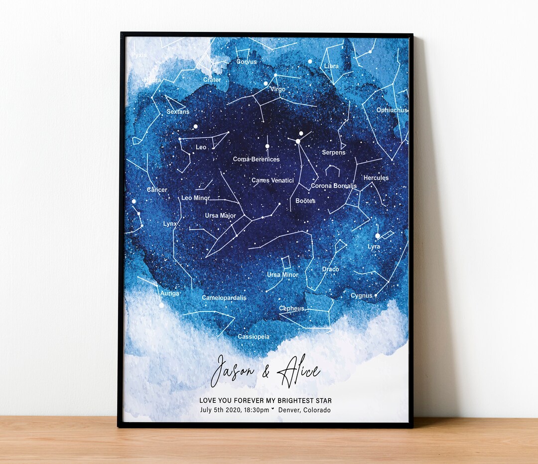 NIGHT SKY PRINT, Custom Star Map, Personalized Print, Astronomy Gift ...