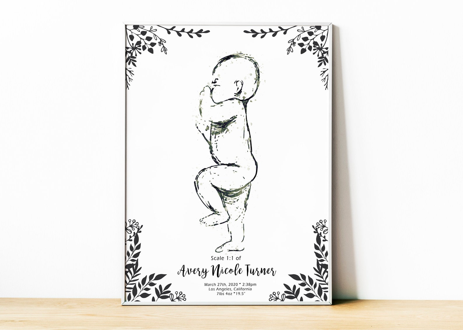 THE BIRTH POSTER in Scale 1:1, Baby Sketch, Custom Made Newborn Poster ...