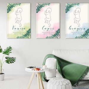 Birth Poster in Scale 1:1, Personalized Baby Poster, Custom Newborn ...