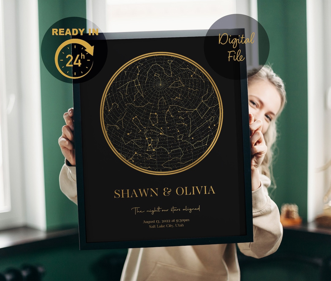 Digital Custom Star Map, Personalized Anniversary Gift, Night Sky Print ...