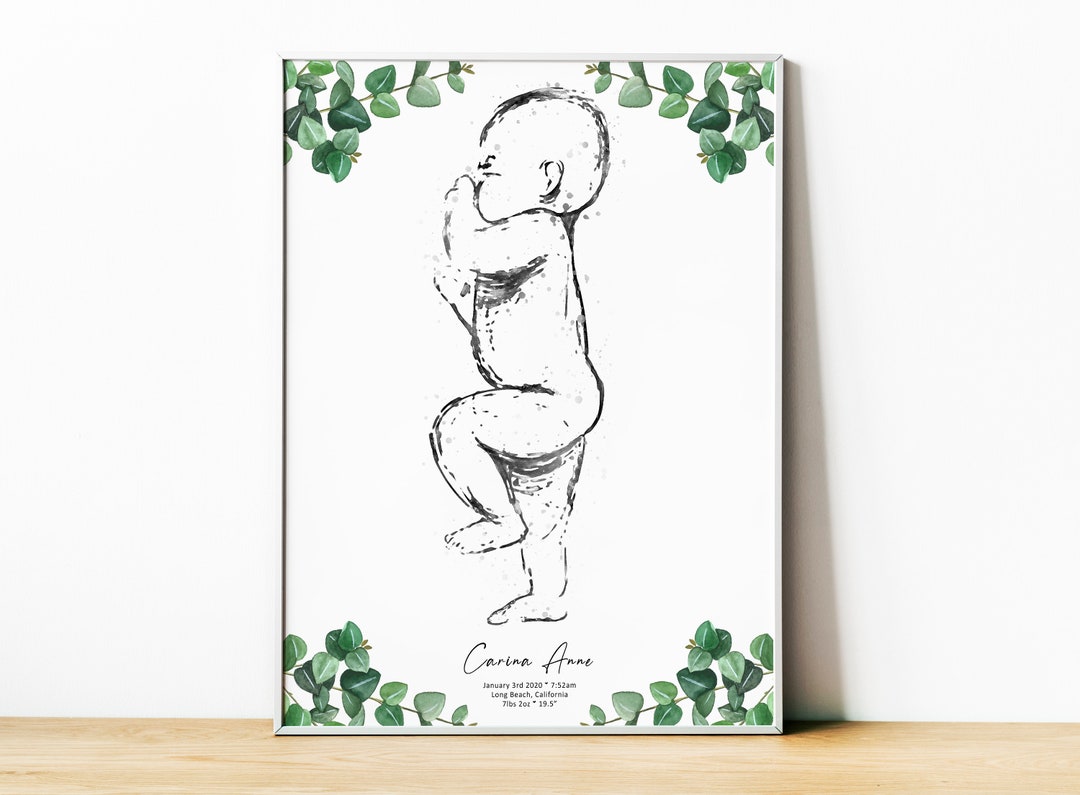 THE BIRTH POSTER in Scale 1:1, Baby Sketch, Custom Made Newborn Poster ...