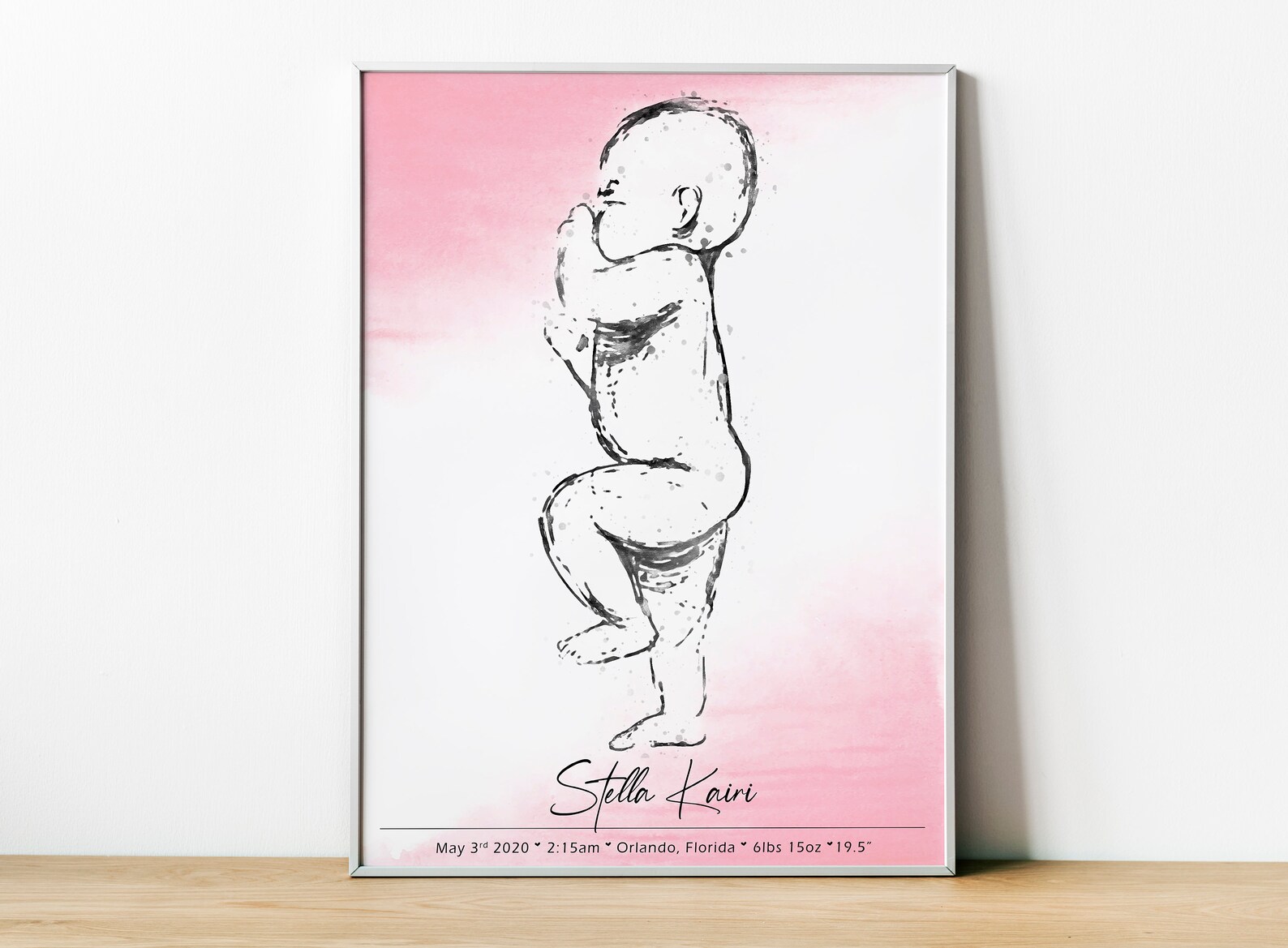 THE BIRTH POSTER in Scale 1:1 Baby Sketch Custom Newborn | Etsy