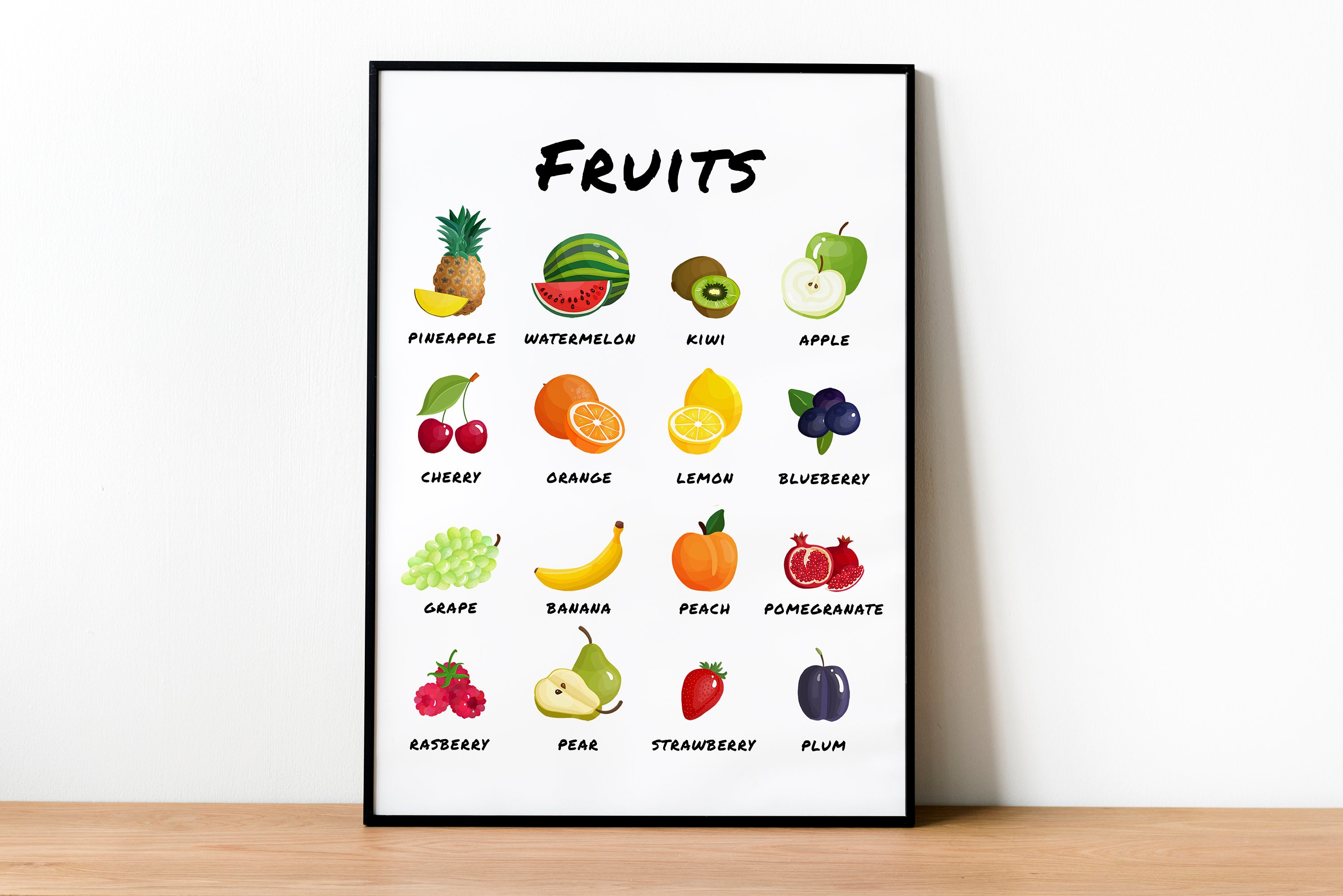 FRUITS Educational Poster Kids Nursery Print Montessori | Etsy