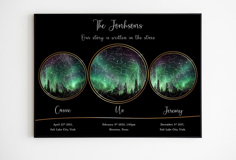 Custom Family Star Map Gift for Parents, Personalized Mothers Fathers ...