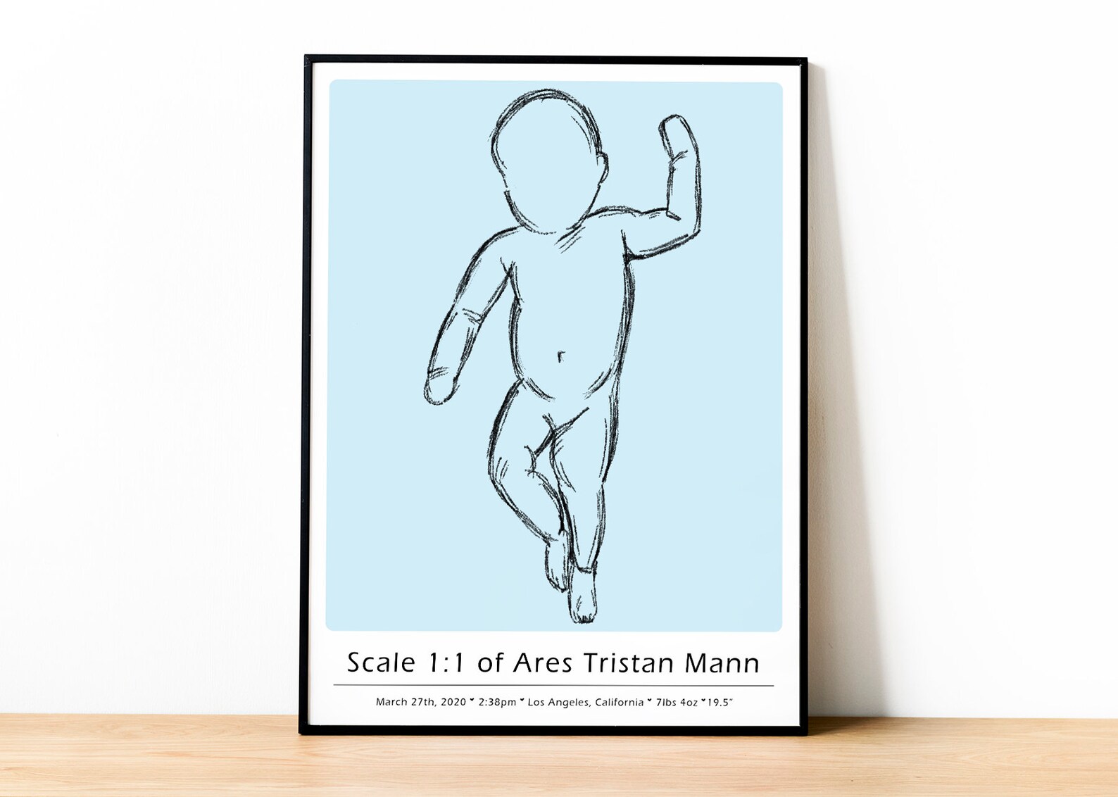 THE BIRTH POSTER in Scale 1:1, Baby Sketch, Custom Newborn Print, Baby ...
