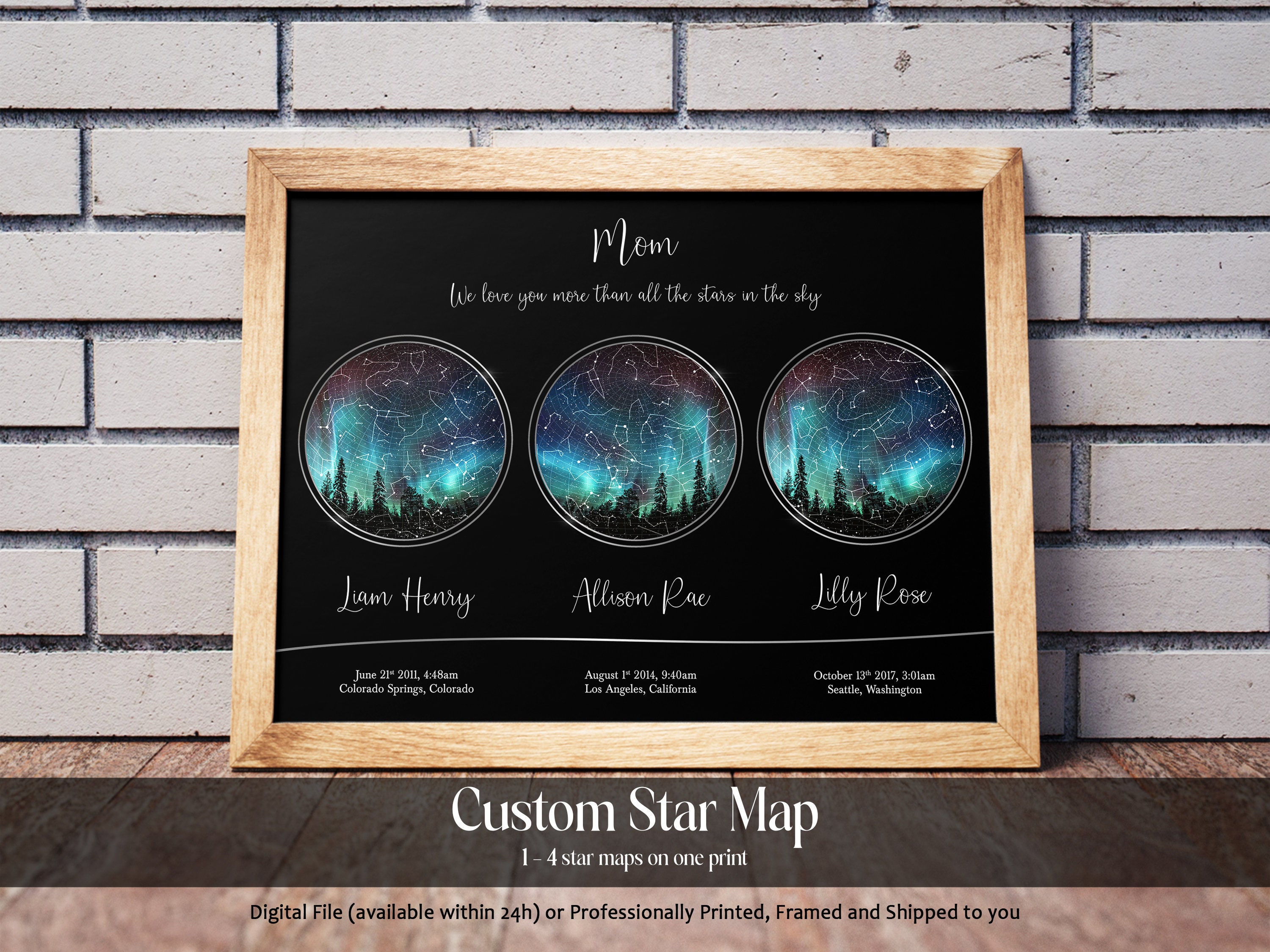 2 3 4 Custom Star Maps by Date and Location, Grandpa GIFT, Personalized ...