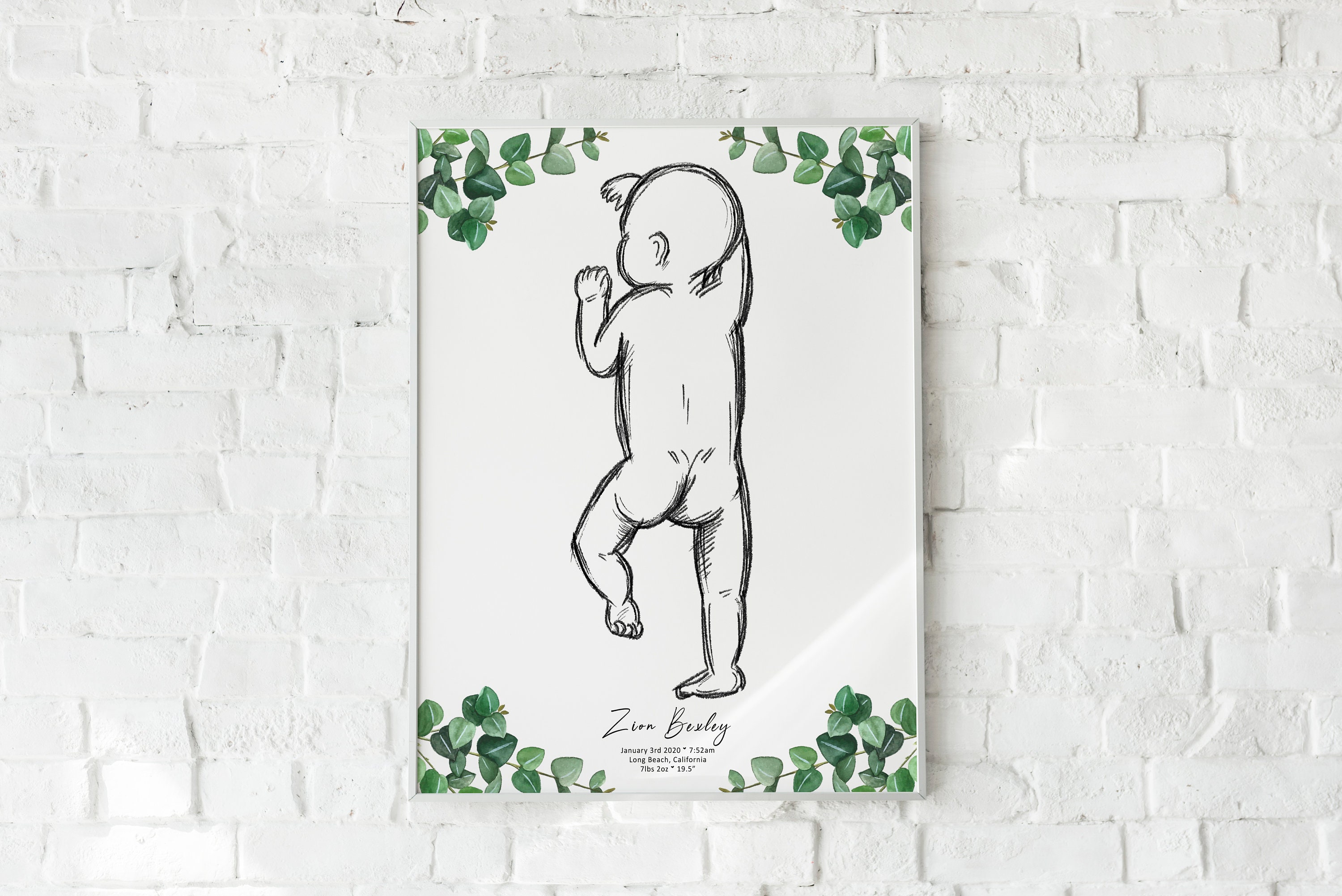 THE BIRTH POSTER in Scale 1:1 Baby Sketch Custom Made - Etsy