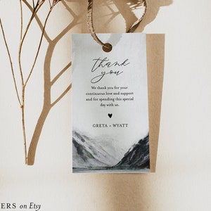 Mountain Favor Tag Template, Simple Thank You Tag, Wedding Welcome Tag ...