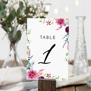 Garden Table Number Card Template, Printable Wedding Table Seating ...